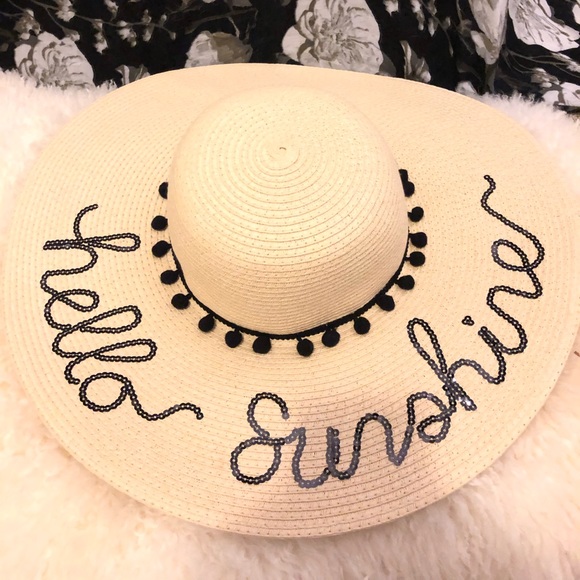 Accessories | Wide Brimmed Floppy Sun Hat Hello Sunshine | Poshmark